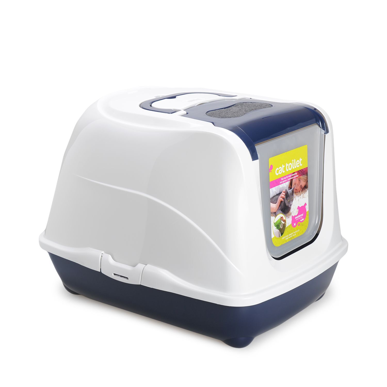 Royal blue covered litter box Moderna BLU | Mondou