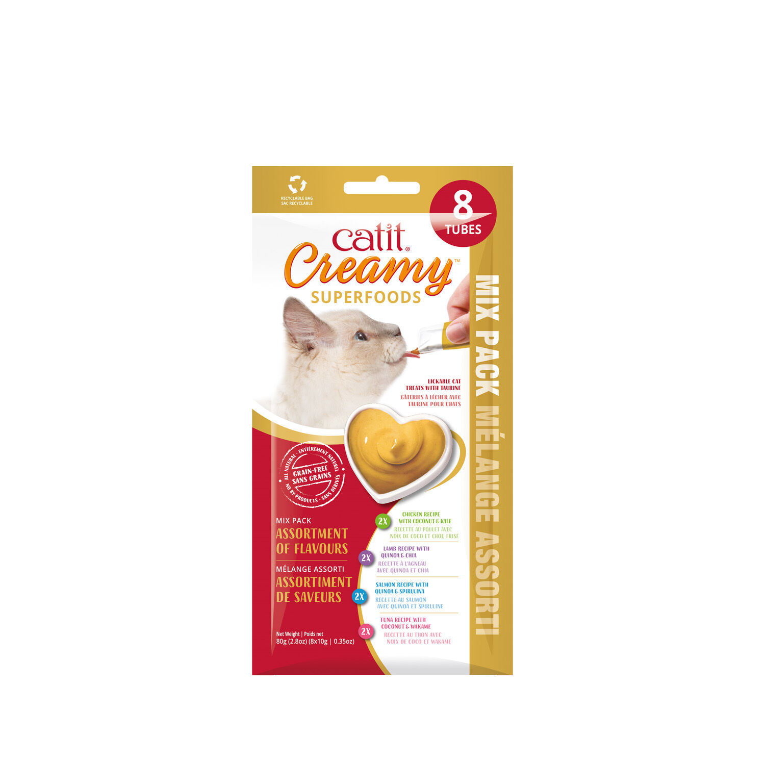 Gâteries « Creamy » avec superaliments, Mélange assorti, 8 x 10 g