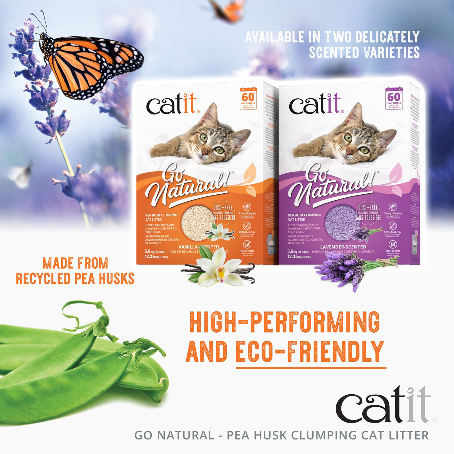 Go Natural! Pea Husk Clumping Cat Litter, Lavender Catit | Mondou