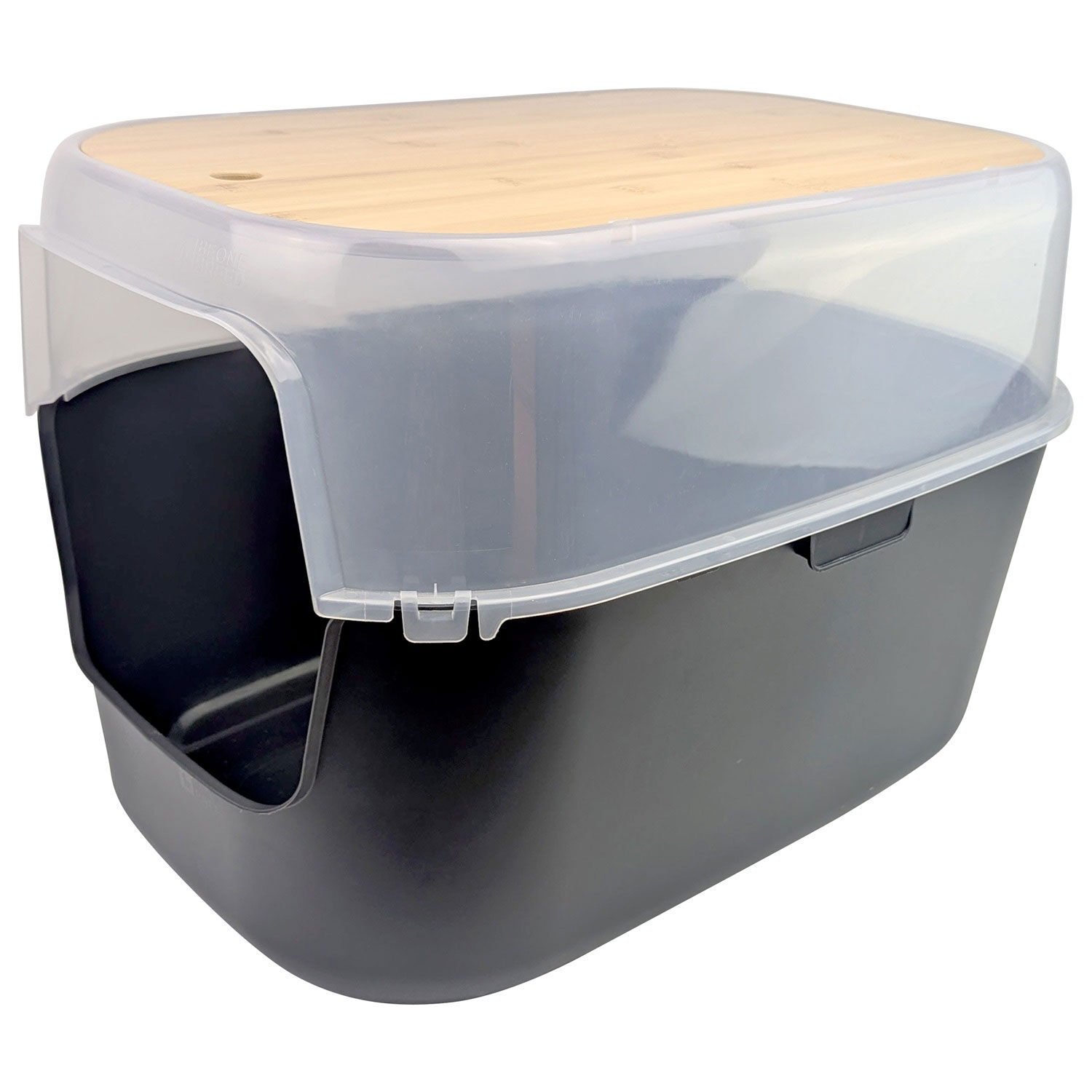 Grand bac à litière de luxe avec dessus en bambou