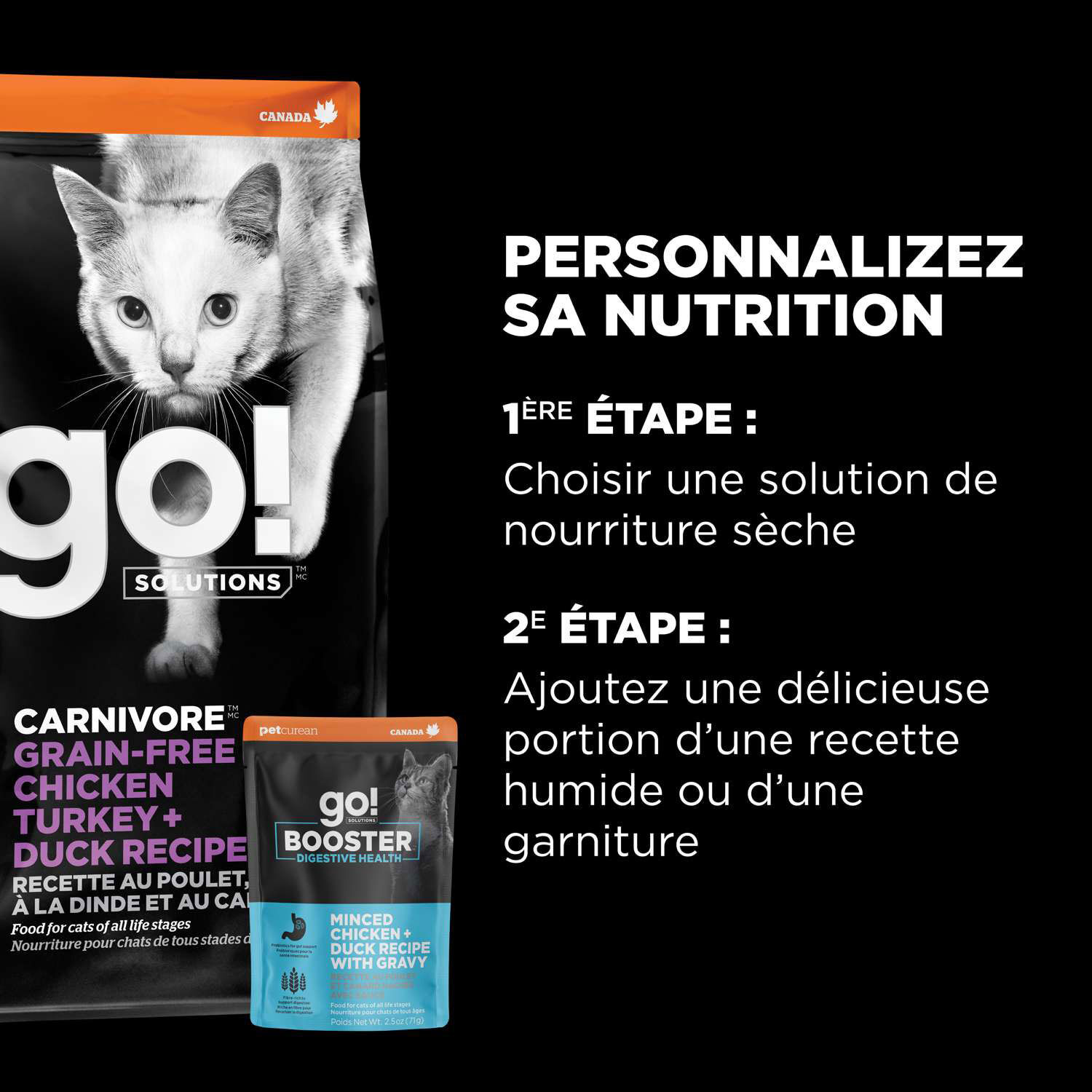 Booster Digestive Health Minced Chicken and Duck with Gravy for Cats, 71 g Go! Solutions | Mondou