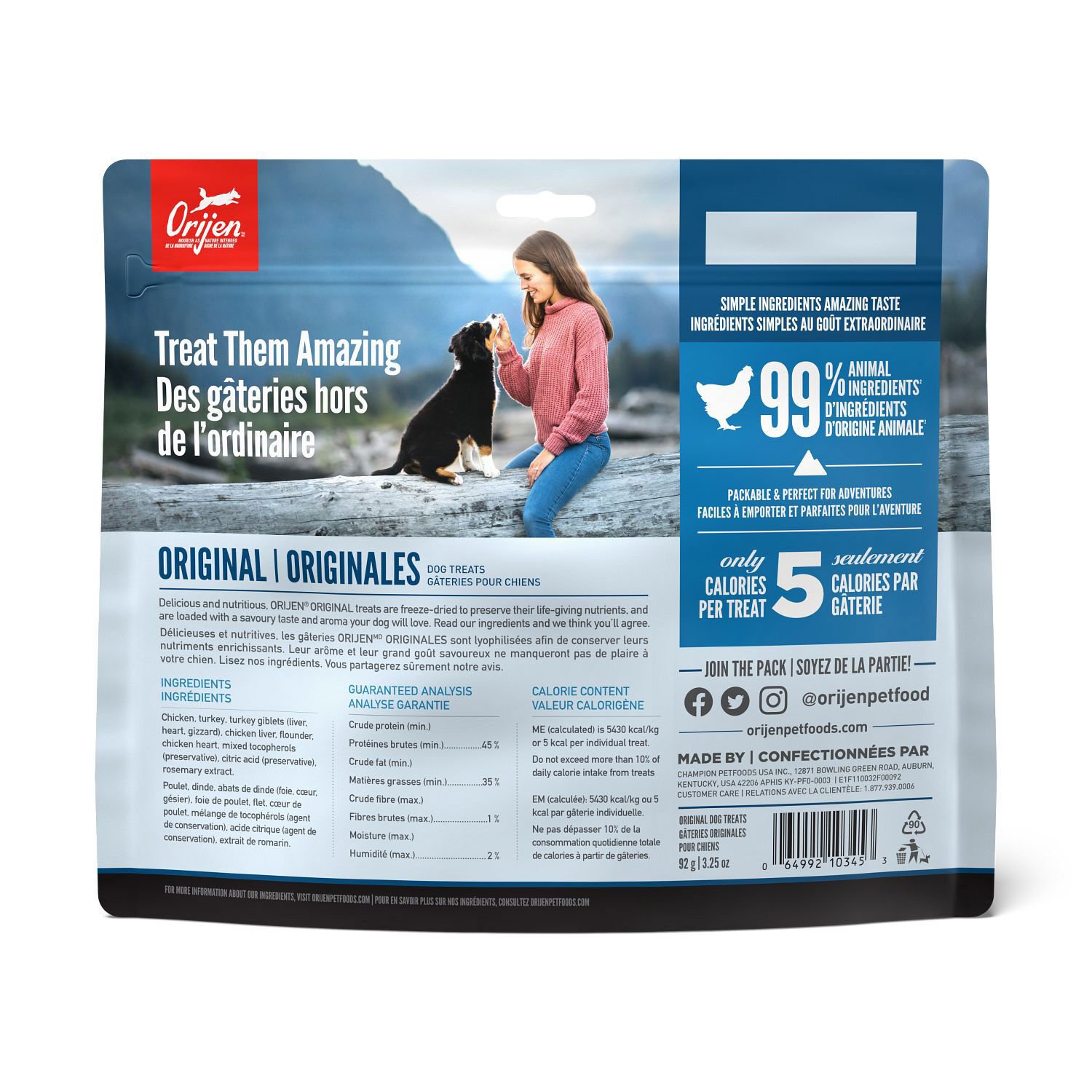 Original Freeze-Dried Dog Treats, 92 g Orijen | Mondou