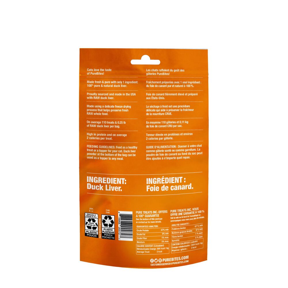 Freeze Dried Duck Liver Cat Treats, 30 g PureBites | Mondou