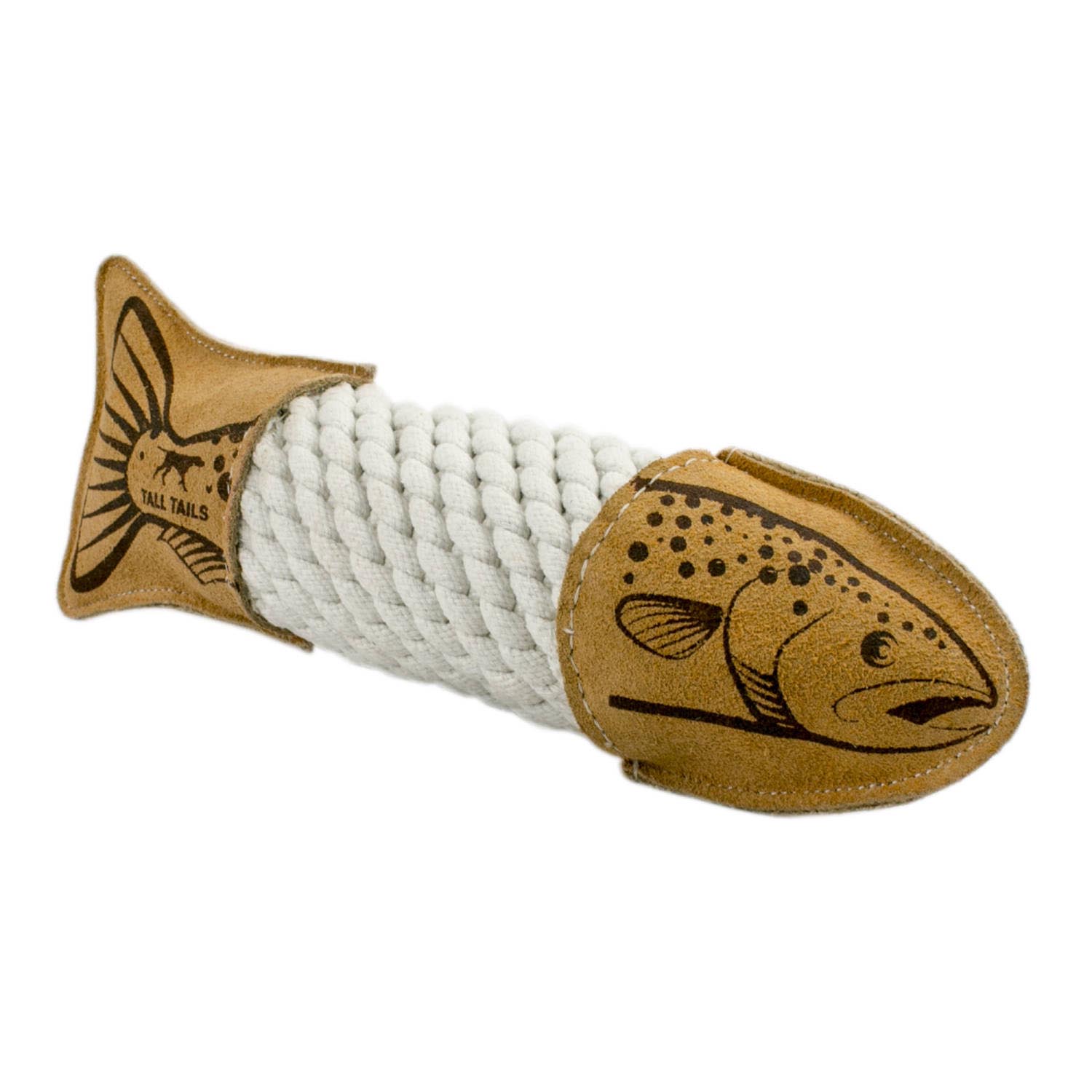 Natural Leather and Rope Trout Toy for Dogs Tall Tails | Mondou