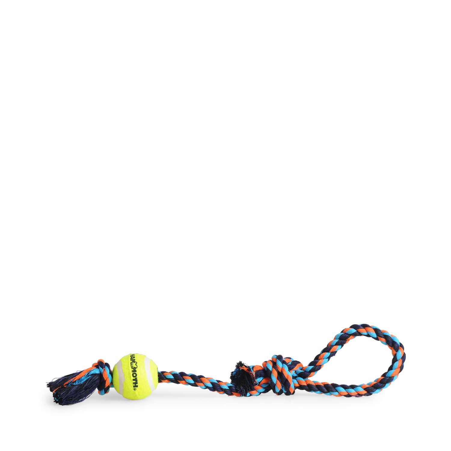 coloured rope with handle and tennis ball Mammoth | Mondou