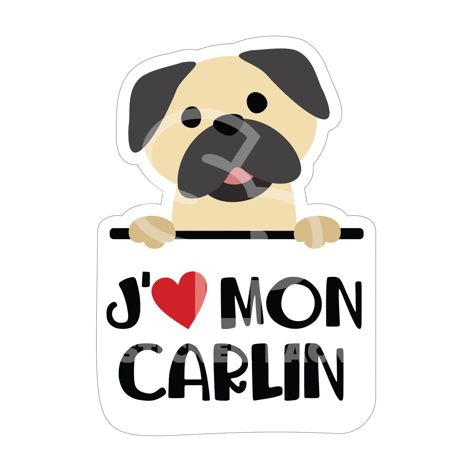 Dogs I love Pug Sticker, French STICKER PACK | Mondou