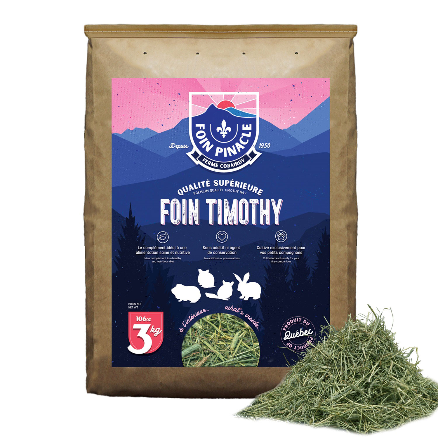 Timothy Hay for Small Animals, 3 kg FOIN PINACLE | Mondou
