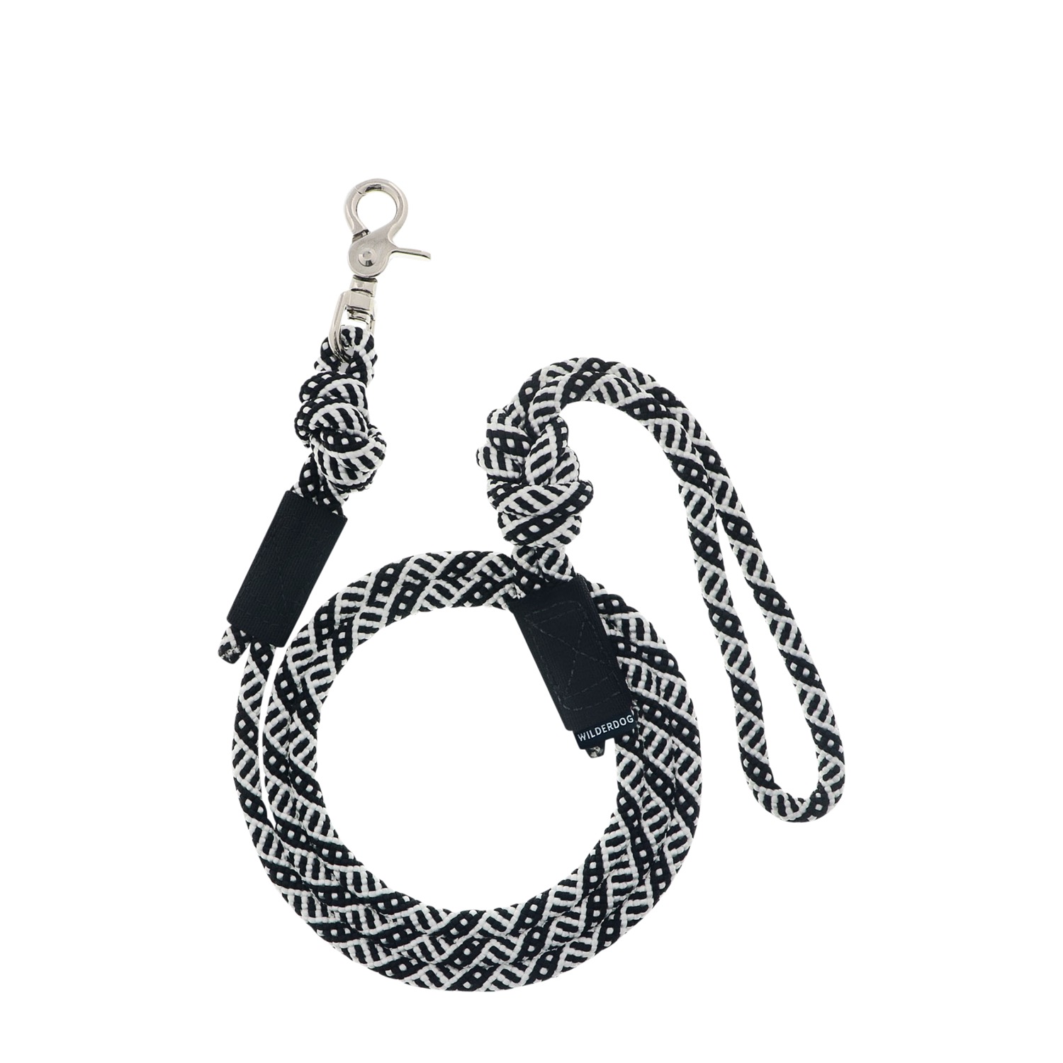 Laisse à attache rapide en corde lisse noir et blanc, 60"