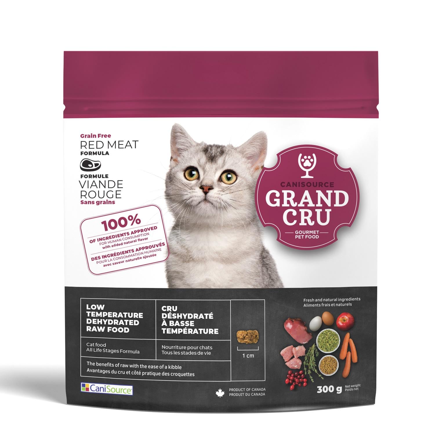 Nourriture crue déshydratée Grand Cru viande rouge pour chats, 300 g