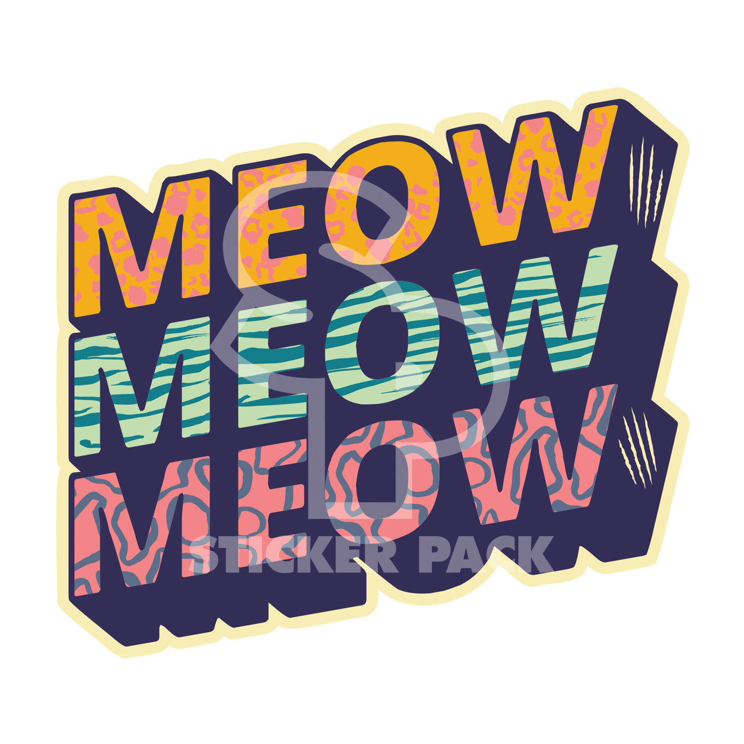 Cat Sayings Meow Meow Meow Sticker STICKER PACK | Mondou